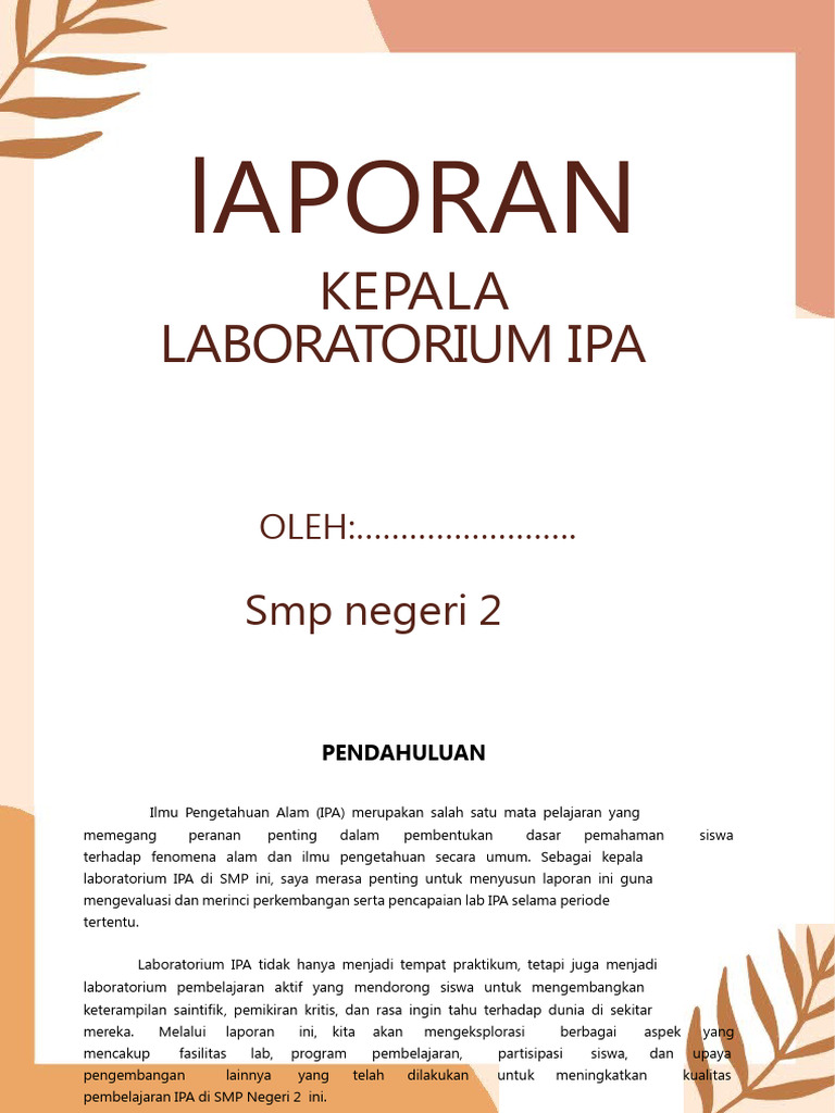 Bukti Dukung Laporan Kepala Laboratorium IPA | PDF