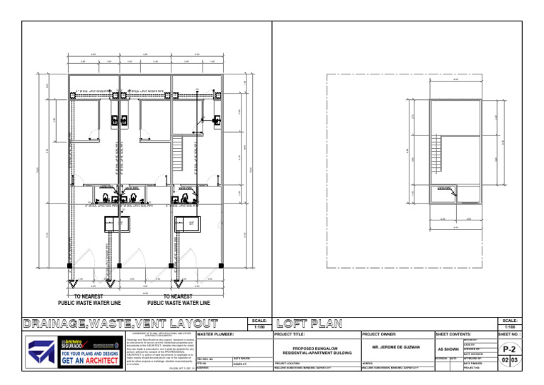 Loft Plan Drainage, Waste, Vent Layout: To Nearest Public Waste Water ...
