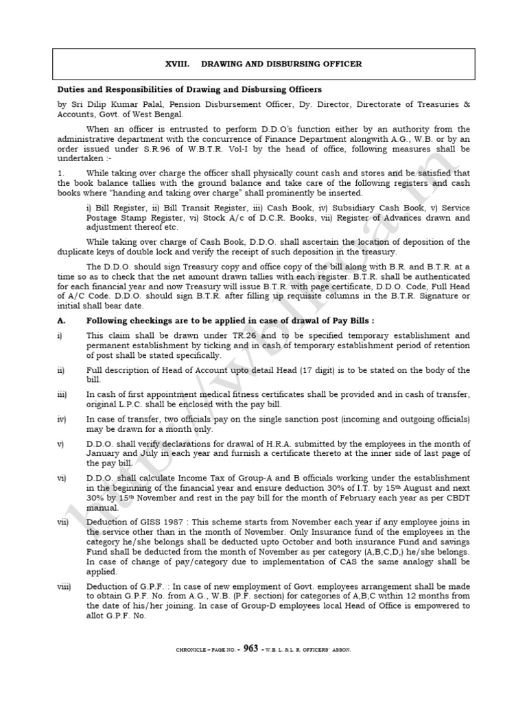Duties of Drawing and Disbursing Officers | PDF | Government Of India ...
