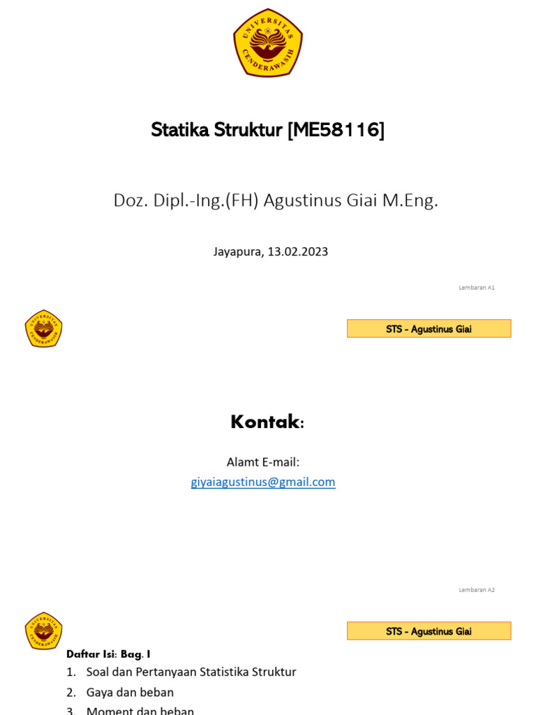 1 - Statika Struktur A - 03032023 | PDF