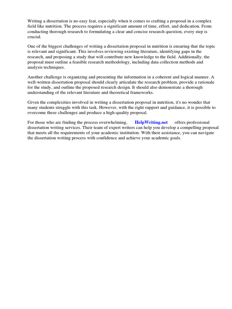 Dissertation Proposal Nutrition | PDF | Thesis | Methodology