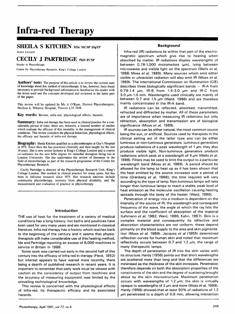 Infra Red Therapy | PDF | Infrared | Physical Therapy