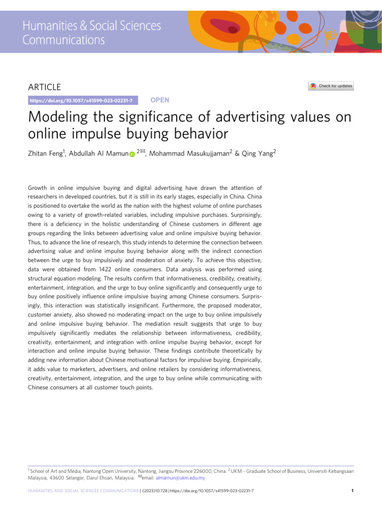 Modeling The Significance of Advertising Values On Online Impulse ... Modeling The Significance of Advertising Values On Online Impulse ...