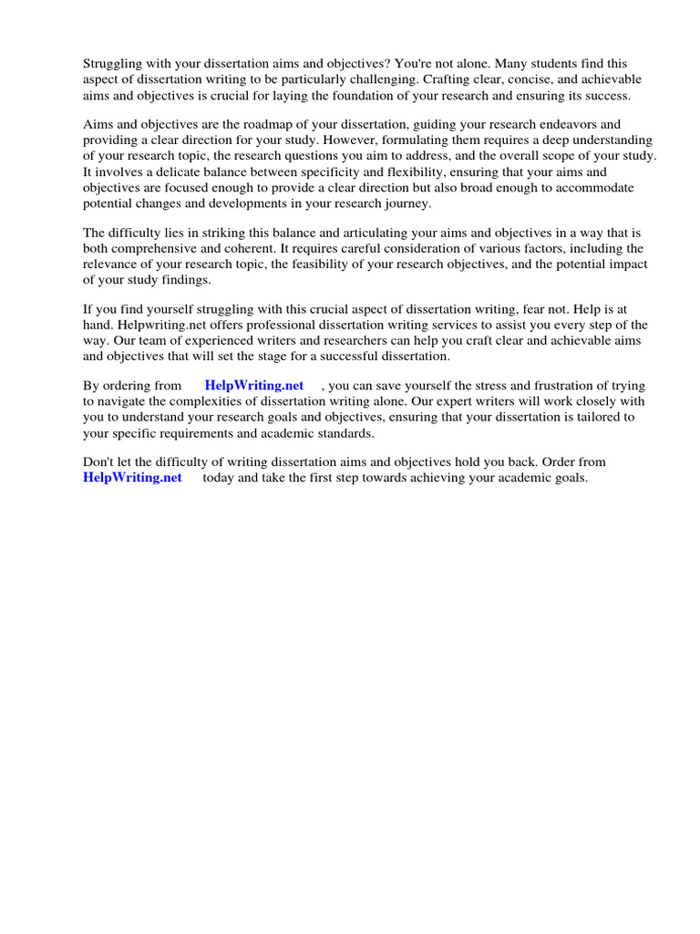 Example Dissertation Aims and Objectives | PDF | Thesis | Methodology