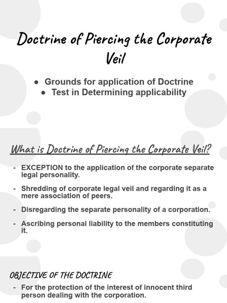 DOCTRINE | PDF | Piercing The Corporate Veil | Fraud