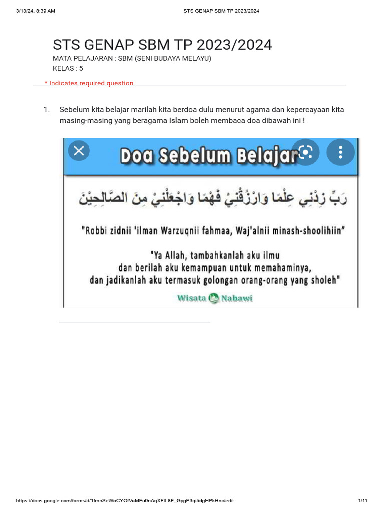 STS GENAP SBM TP 2023 - 2024 - Google Forms | PDF