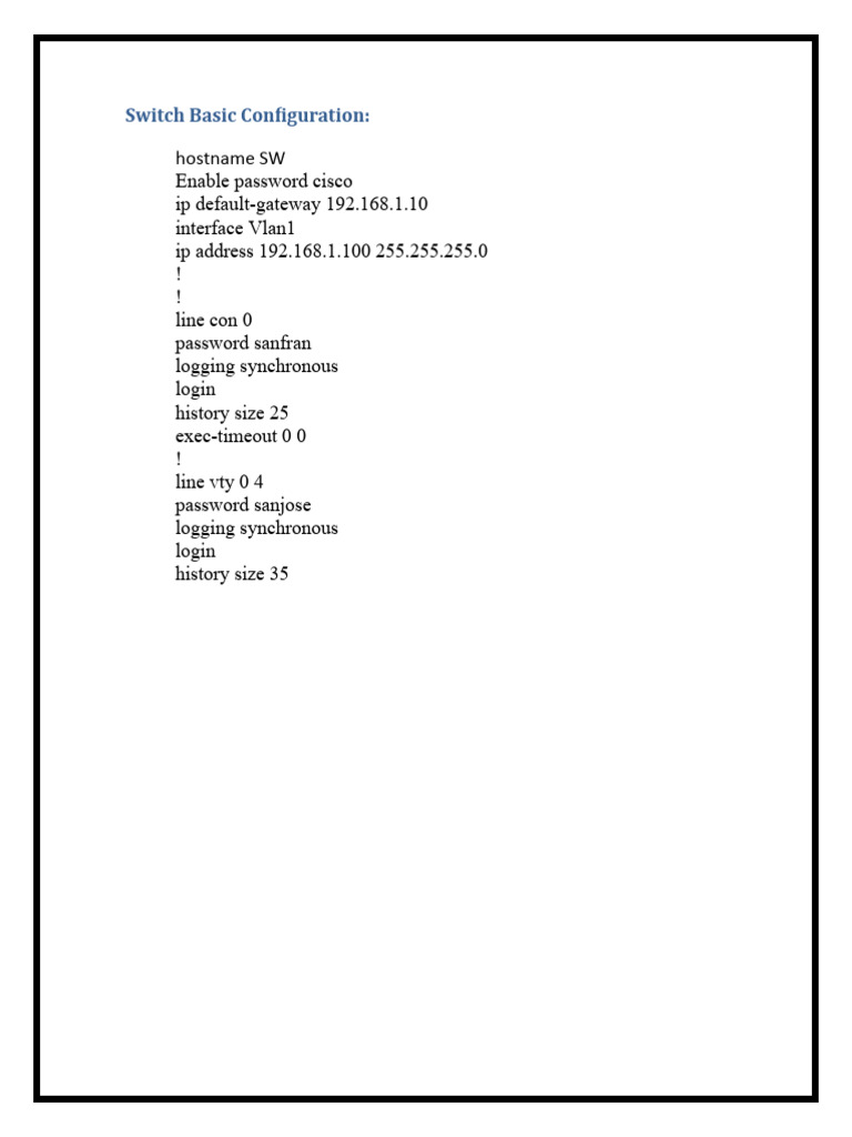 Switch Configuration 2 Pdf Network Protocols Computer Architecture 3900