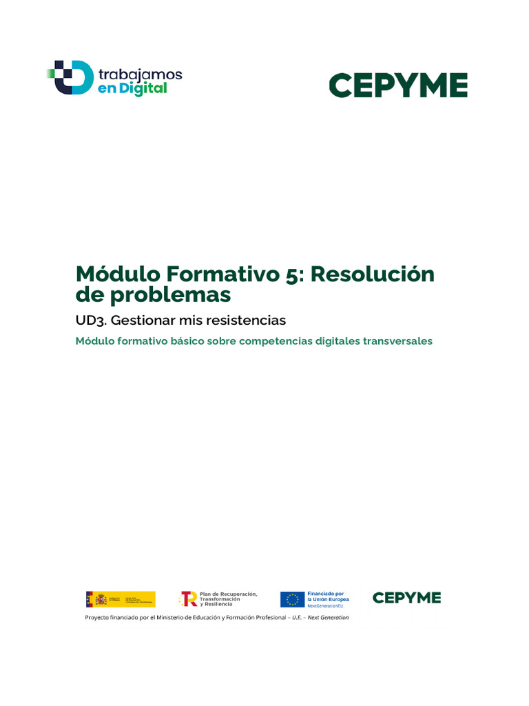Trabajamo en Digital. Módulo Formativo 5. Unidad Didáctica 3. Gestionar Mis Resistencias | PDF ...