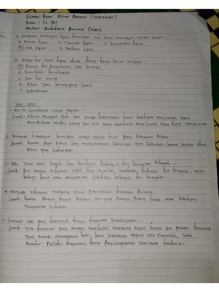 UAS Pendidikan Pancasila Keren Altan Palensia | PDF