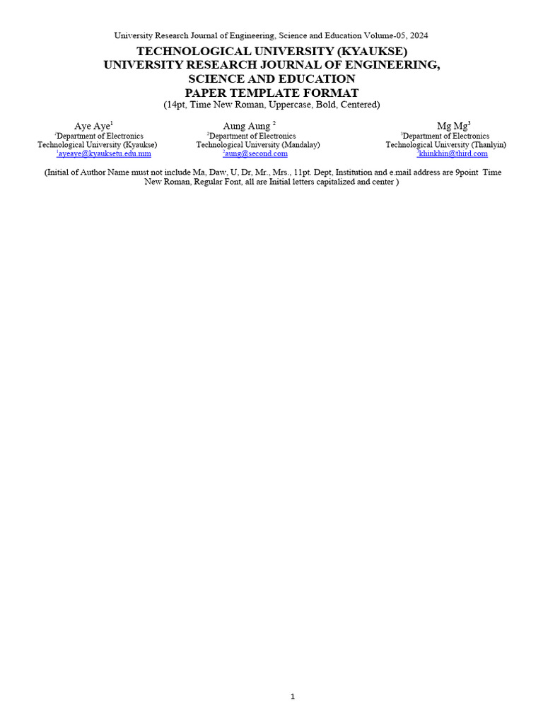 URJESEVol 05 Paper Template | Download Free PDF | Paragraph | Typefaces