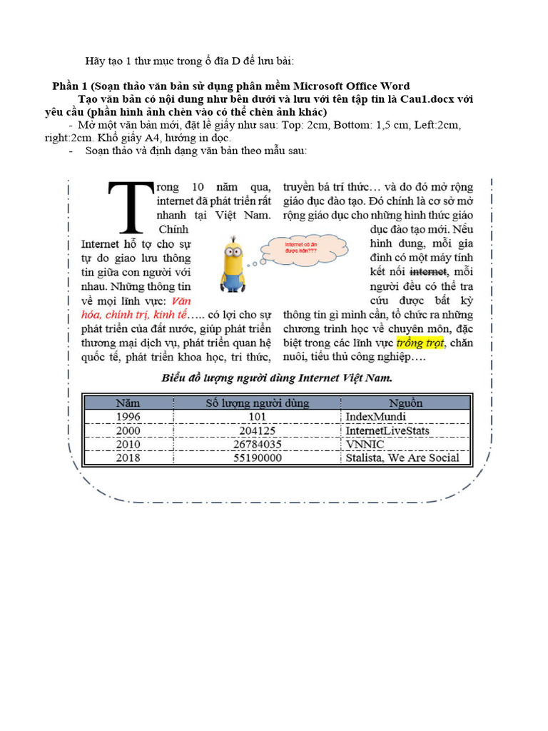 Bài tập thực hành Tin học văn phòng | PDF