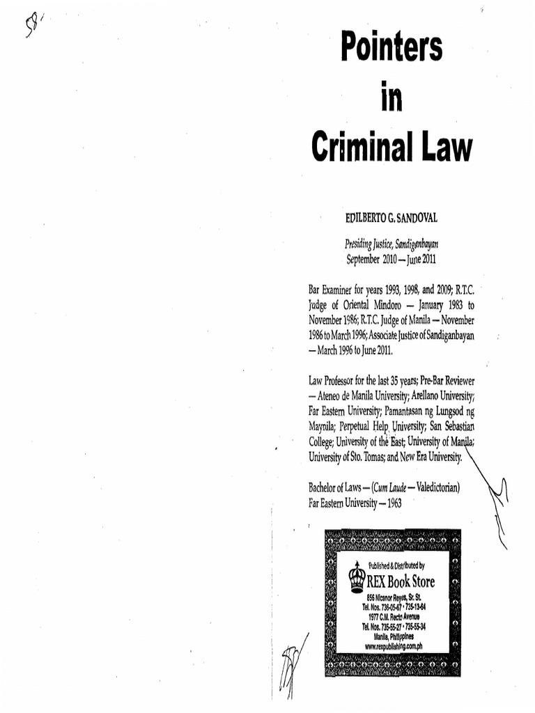 Sandoval - Pointers in Criminal Law | PDF | Criminal Law | Crimes