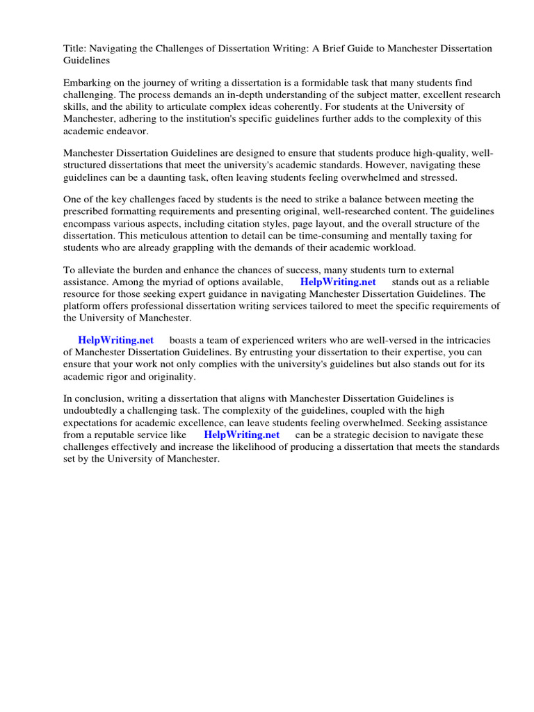 Manchester Dissertation Guidelines | Download Free PDF | Thesis ...