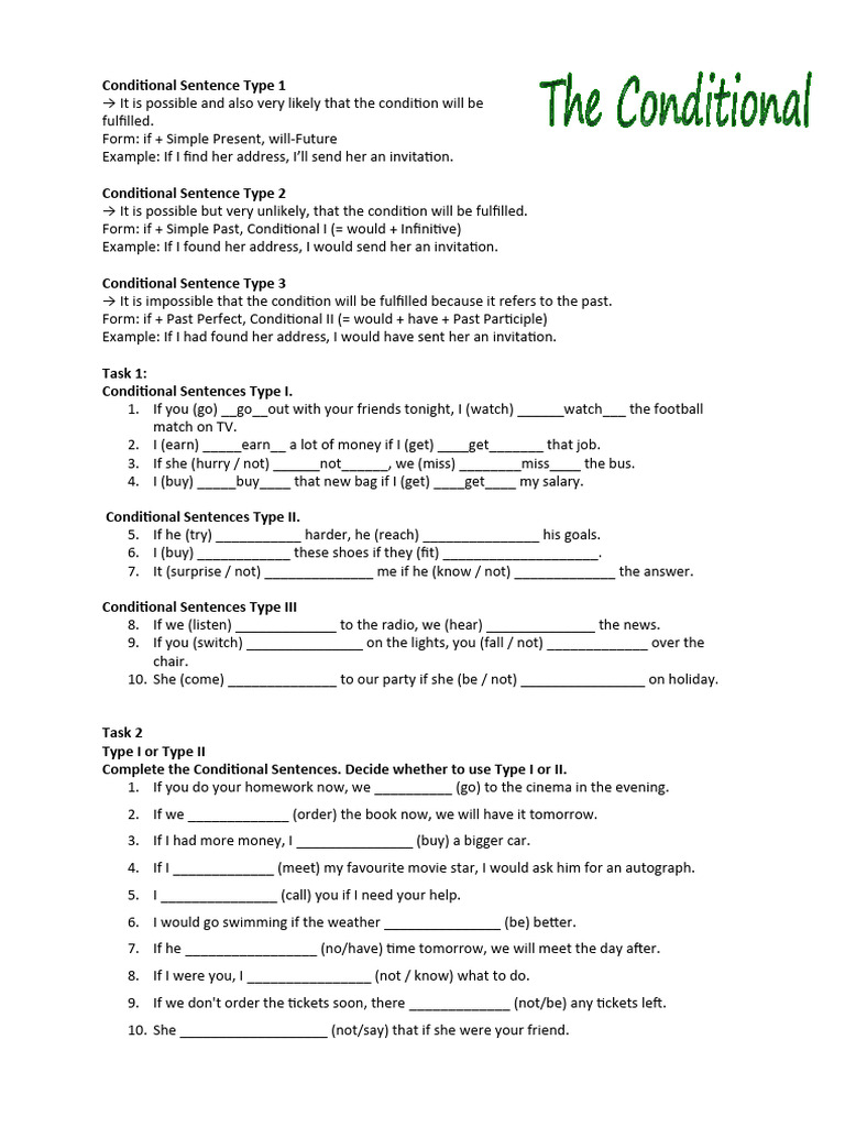 Conditional Sentence Type 1 | PDF | Syntax | Linguistic Morphology