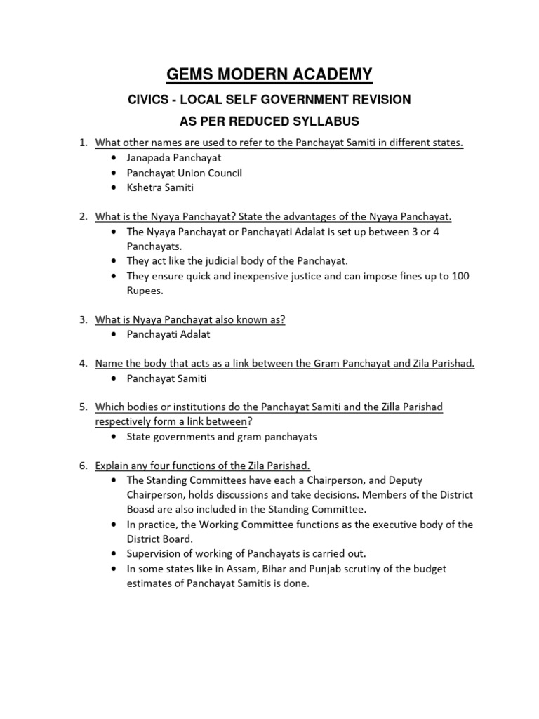 History - Local Self Government - Revision | PDF | Government | Governance History - Local Self Government - Revision | PDF | Government | Governance