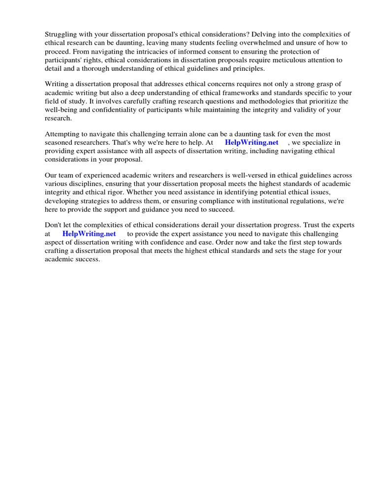 Dissertation Proposal Ethical Considerations | PDF | Methodology | Informed Consent