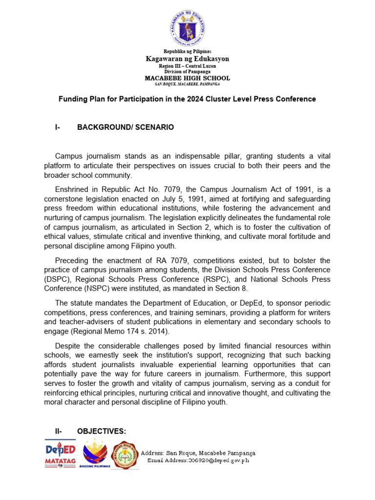 Budget Proposal For Campus Journalism | Download Free PDF | Journalism