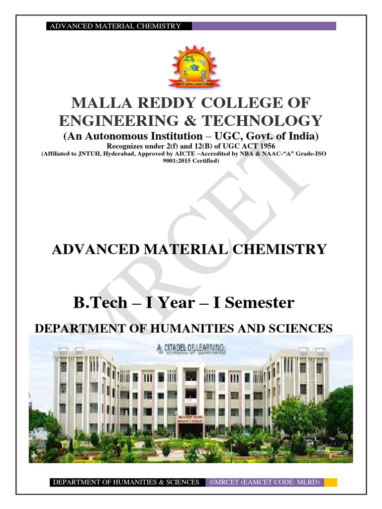 Advanced Material Chemistry Digital Notes | PDF | Redox | Anode