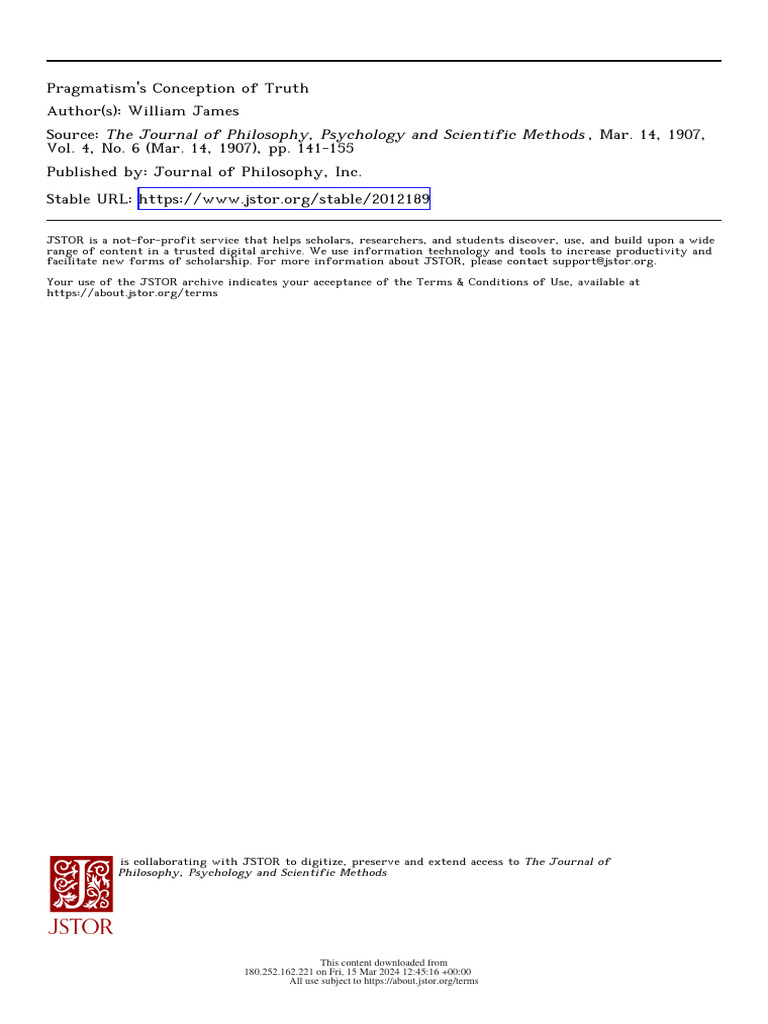 Pragmatism and the Nature of Truth | PDF | Truth | Pragmatism