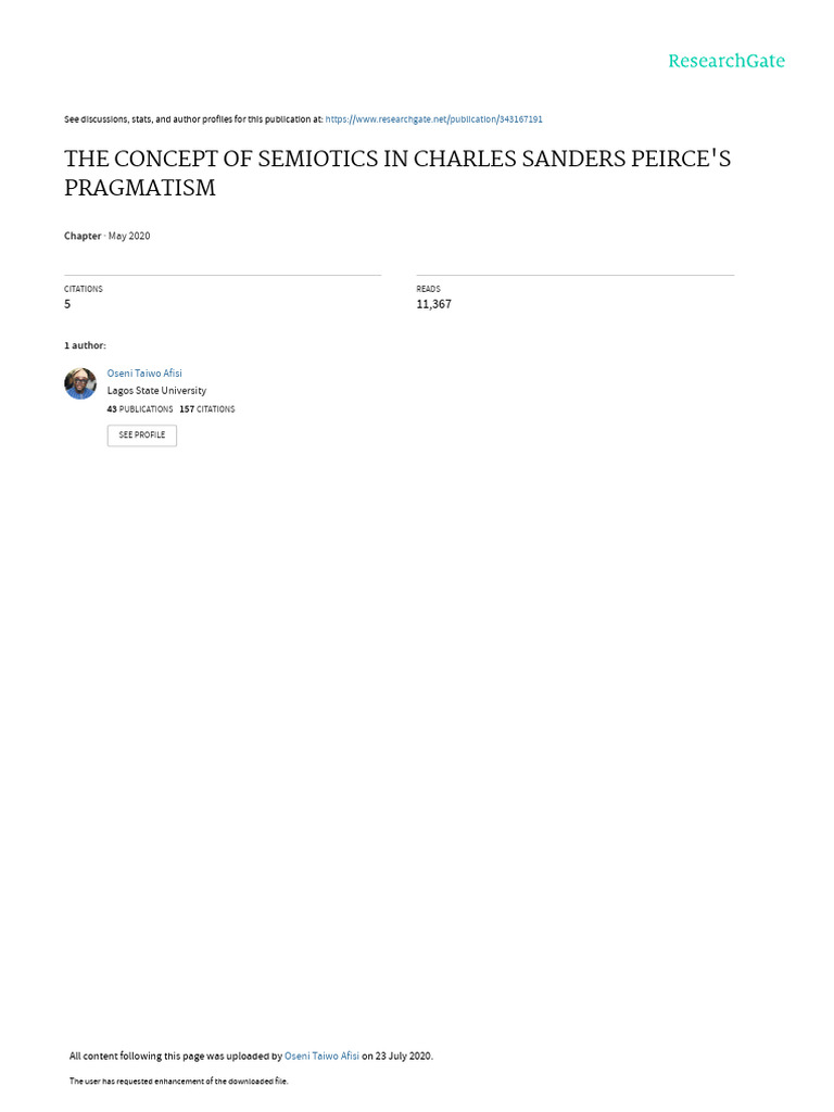 The Concept of Semiotics in Charles Sanders Peirce'S Pragmatism | PDF ...