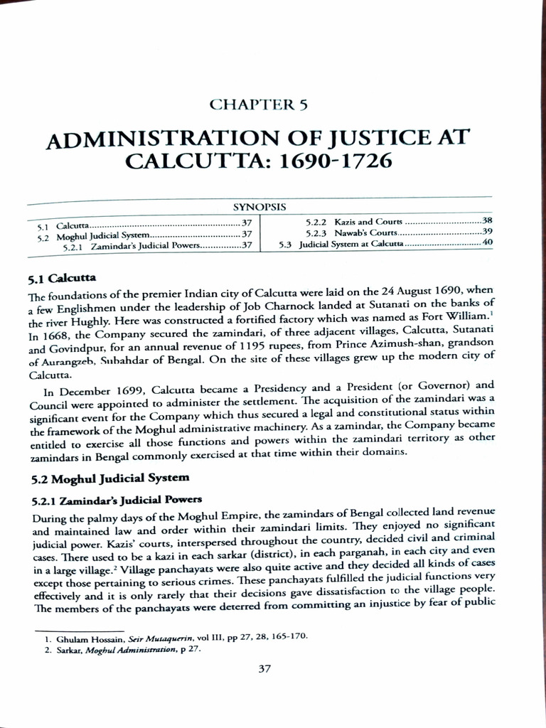 Justice Administration in Calcutta 1690-1726 | PDF | Mughal Empire ...