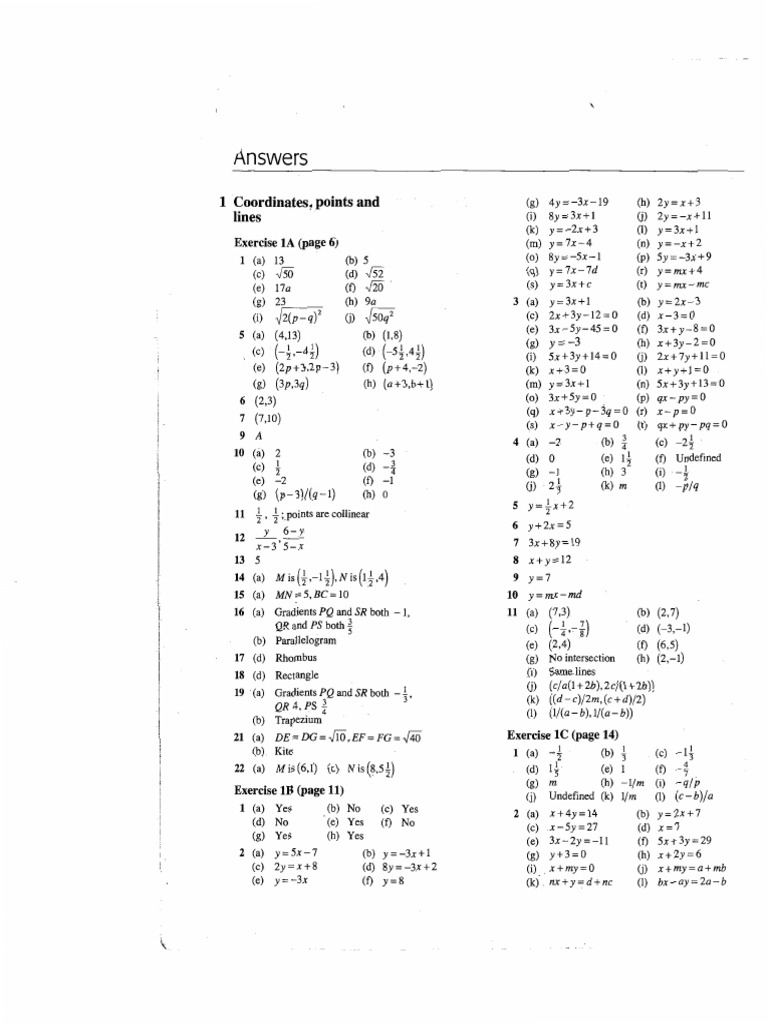 Answers of P1 Math | PDF | Geometry | Elementary Geometry