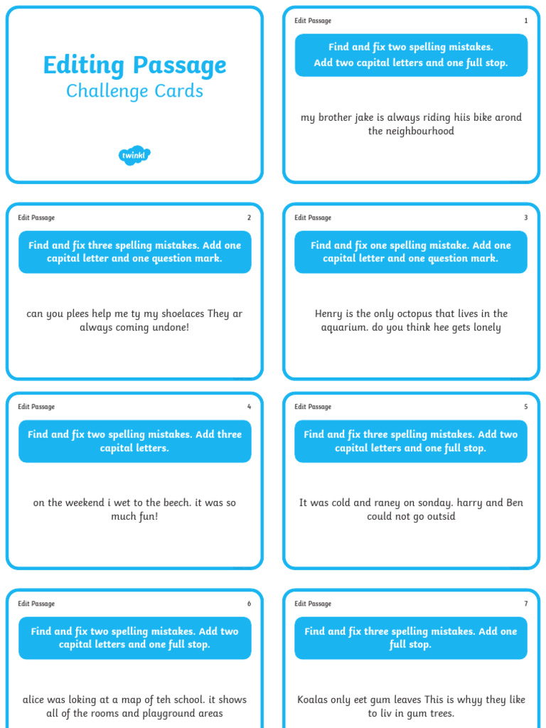 Au L 2549081 Editing Passage Challenge Cards - Ver - 4 | PDF