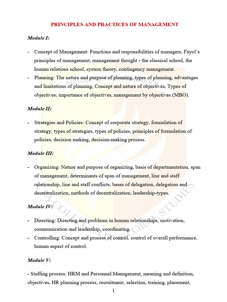 Principles of Management Overview | PDF | Goal | Policy