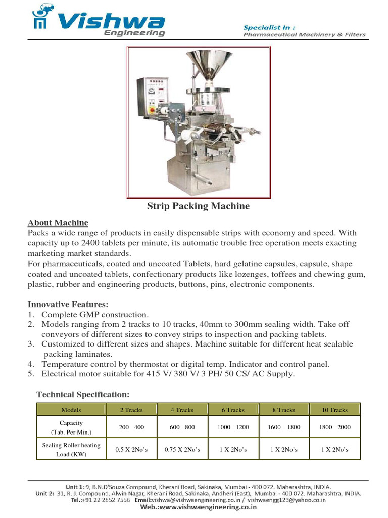 Catalogue For Strip Packing Machine. | PDF