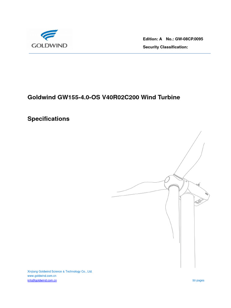2.EN_Goldwind GW155-4.0-OS Wind Turbine Specifications | PDF | Wind ...