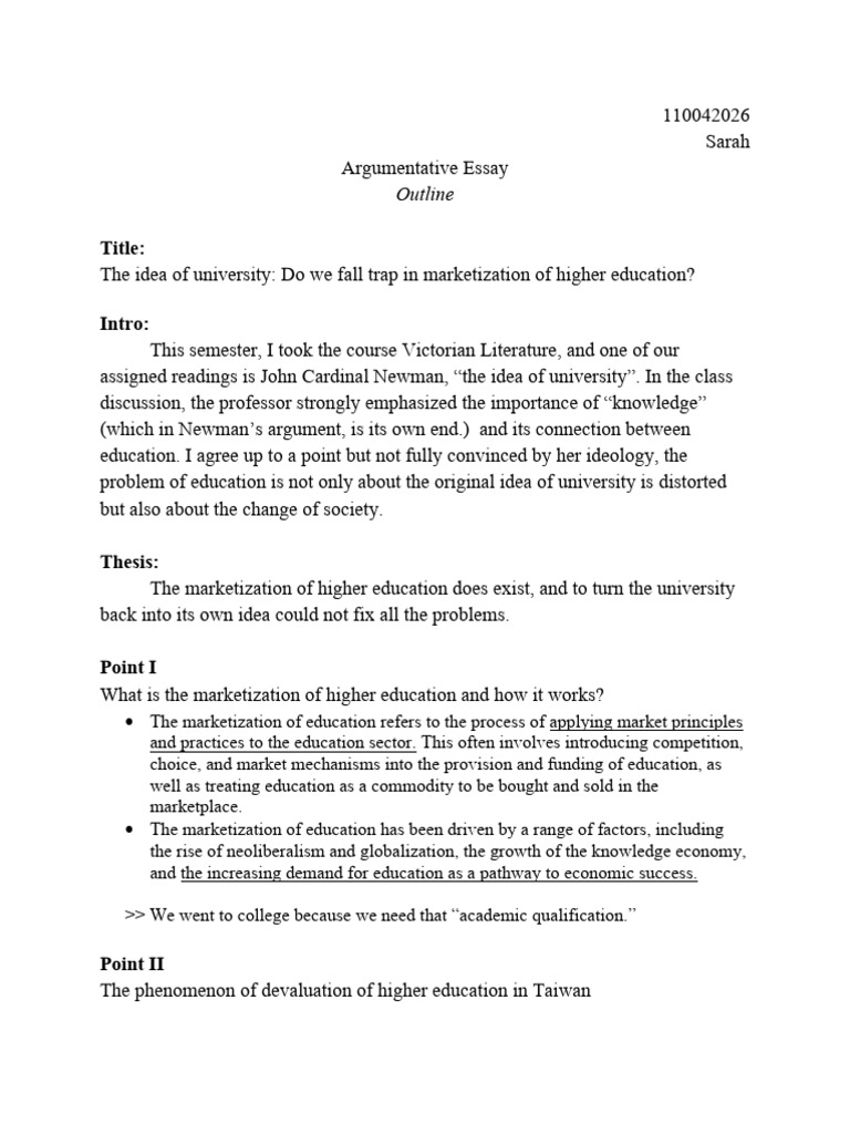 Sarah_argumentative_draft 1 | PDF | University | Knowledge