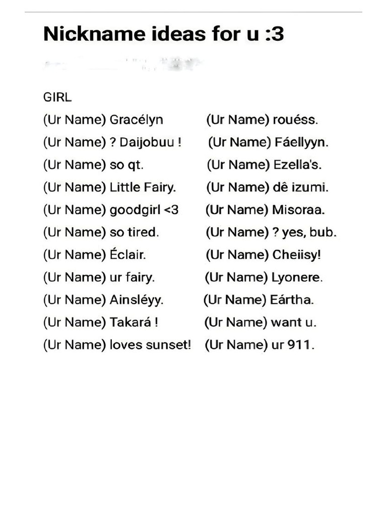 Nickname Ideas | PDF