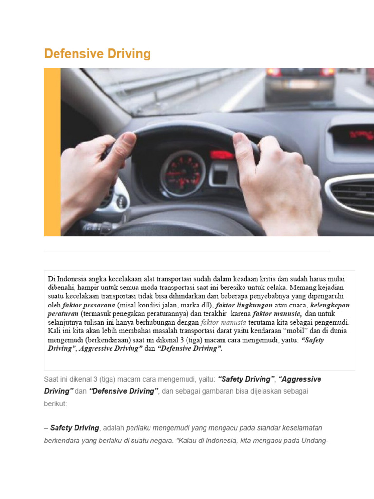 Defensive Driving | PDF