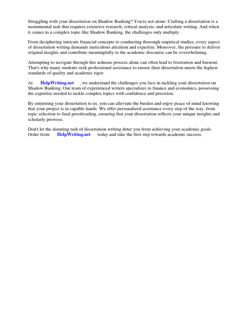 Shadow Banking Dissertation Help | PDF | Shadow Banking System | Banks