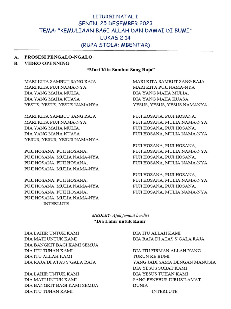 Liturgi Natal: Kemuliaan dan Damai | PDF