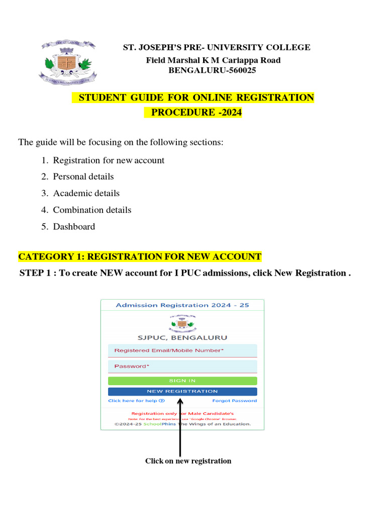 Student Guide For Online Registration Procedure | PDF