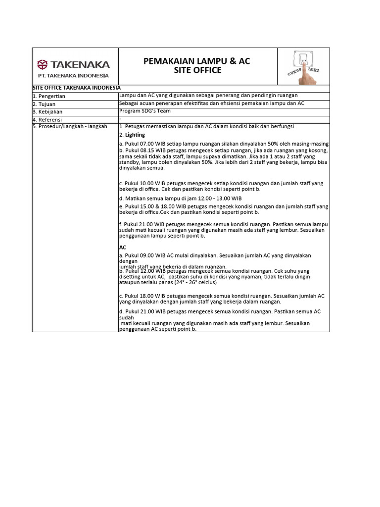 SOP Lighting & AC | PDF