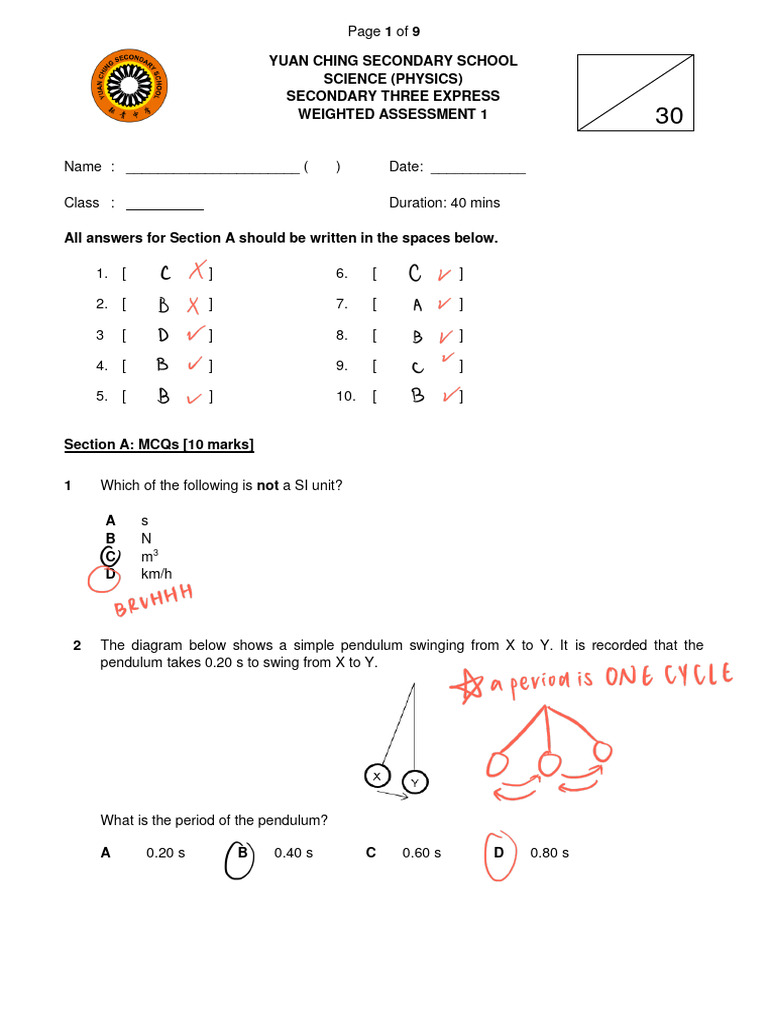 2021 WA1 Science (Physics) 3E Modified | PDF | Acceleration | Force