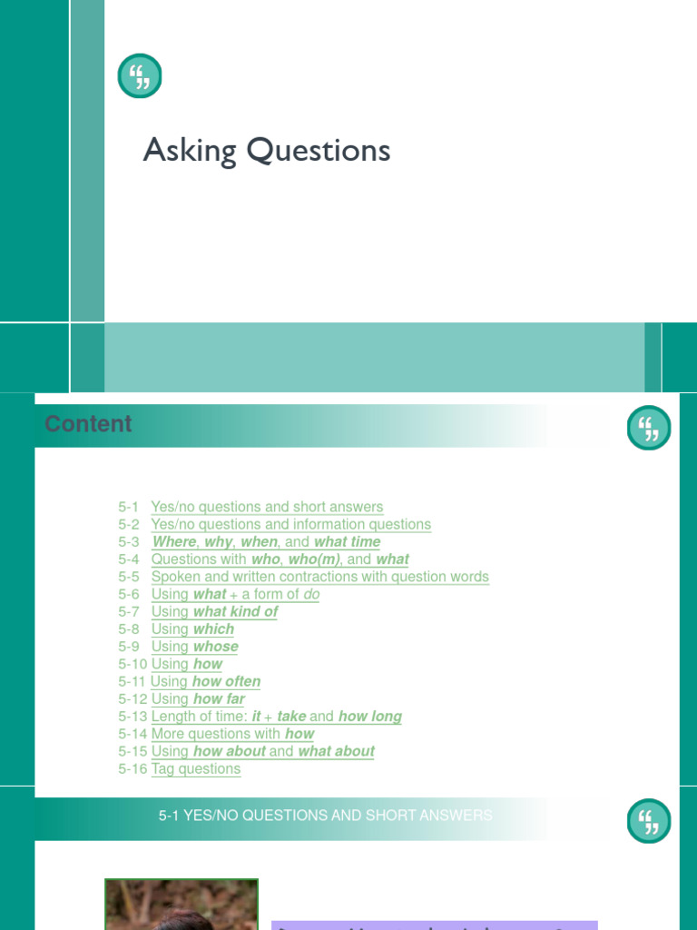 Learning - Asking Questions With WH Words, Yes No Etc | PDF | Subject ...