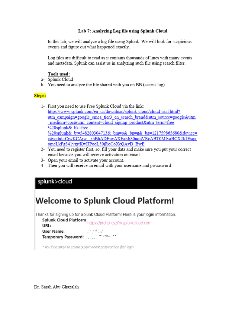 Splunk Log Analysis Lab Guide | PDF | Computing | Application Layer Protocols