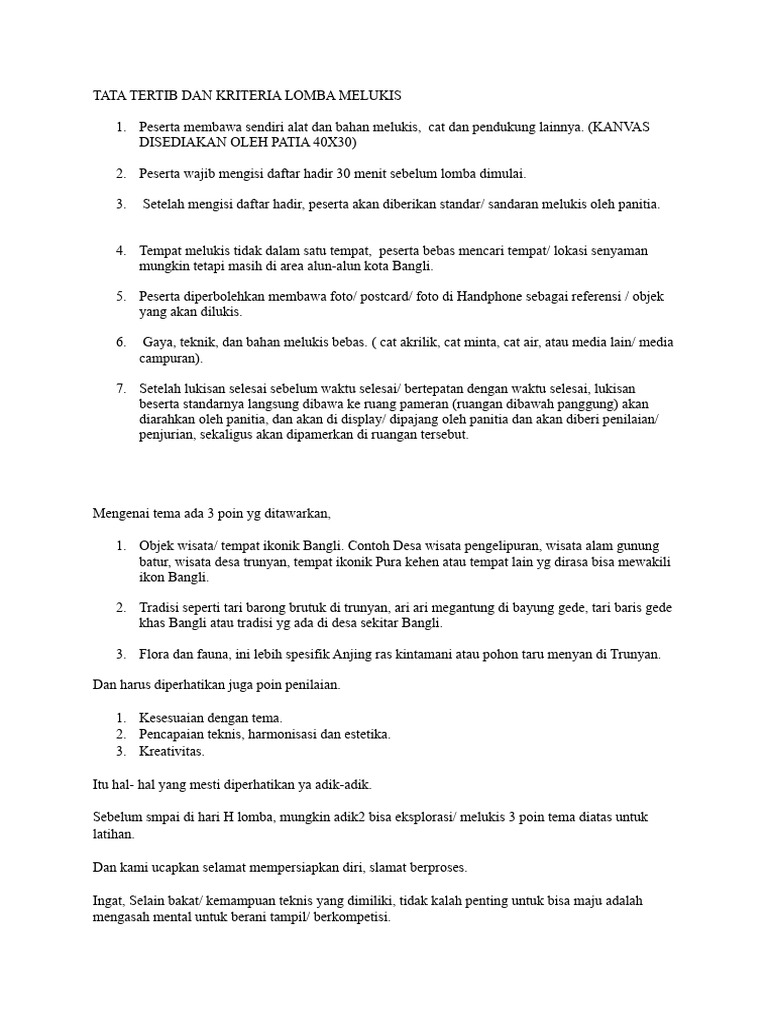 Tata Tertib Dan Kriteria Lomba Melukis | PDF