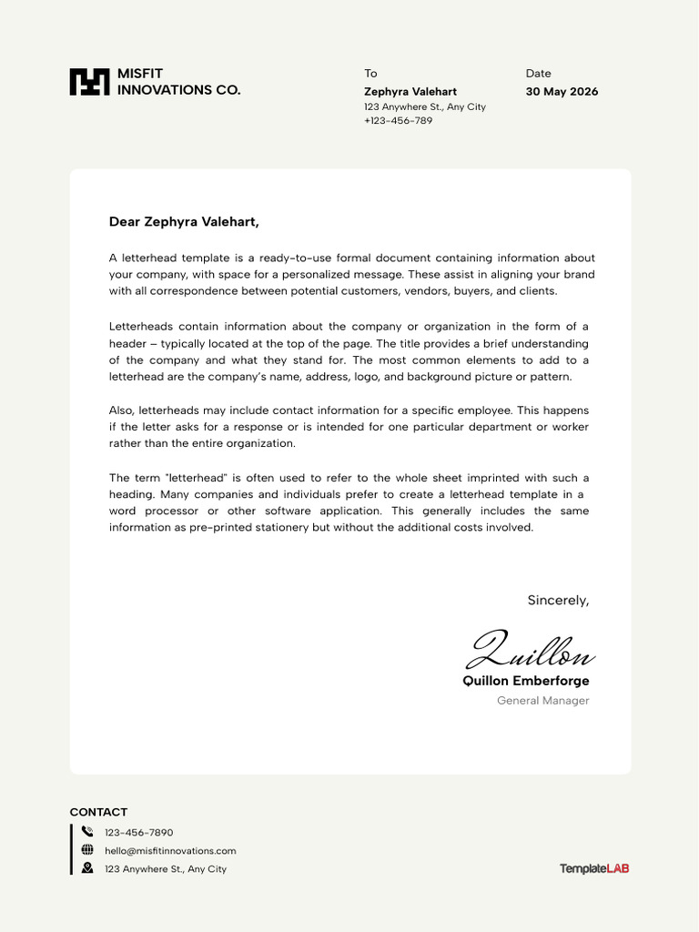 Professional Letterhead Template | PDF