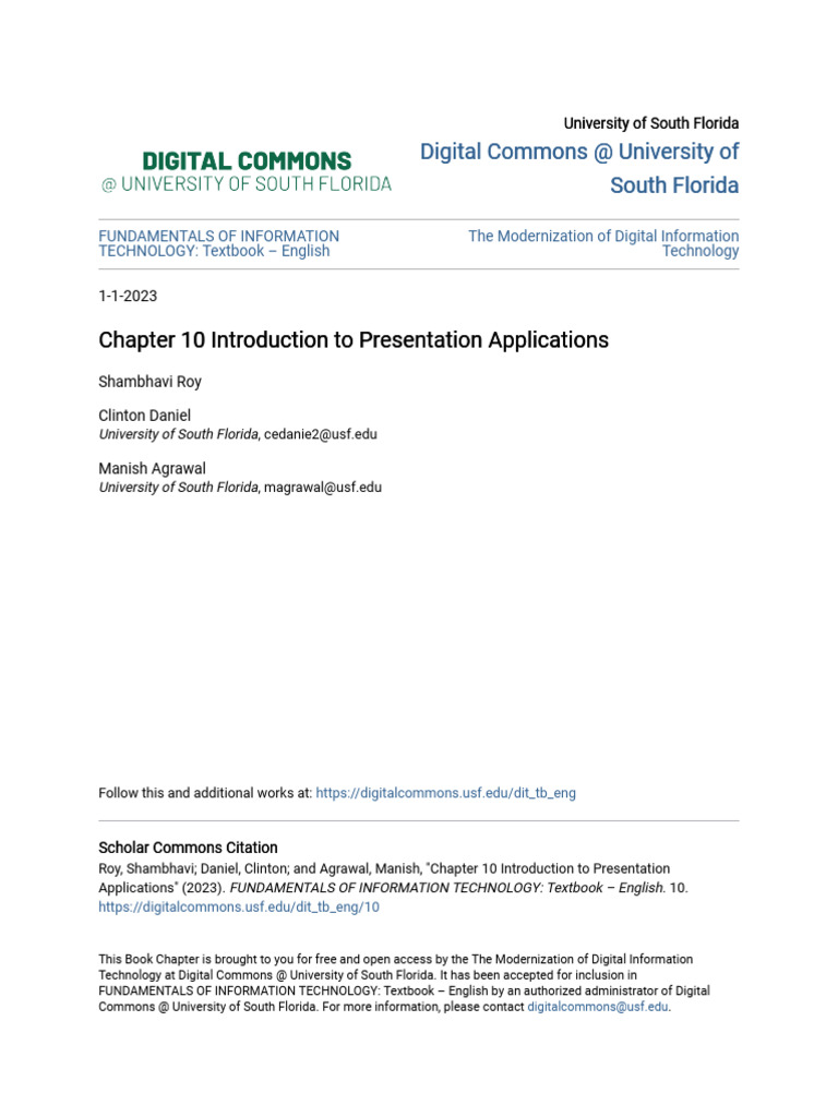 Chapter 10 Introduction To Presentation Applications | PDF | Microsoft Excel | Microsoft Power Point