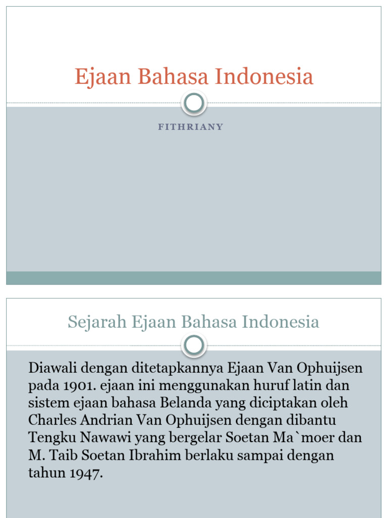 Ejaan Bahasa Indonesia | PDF