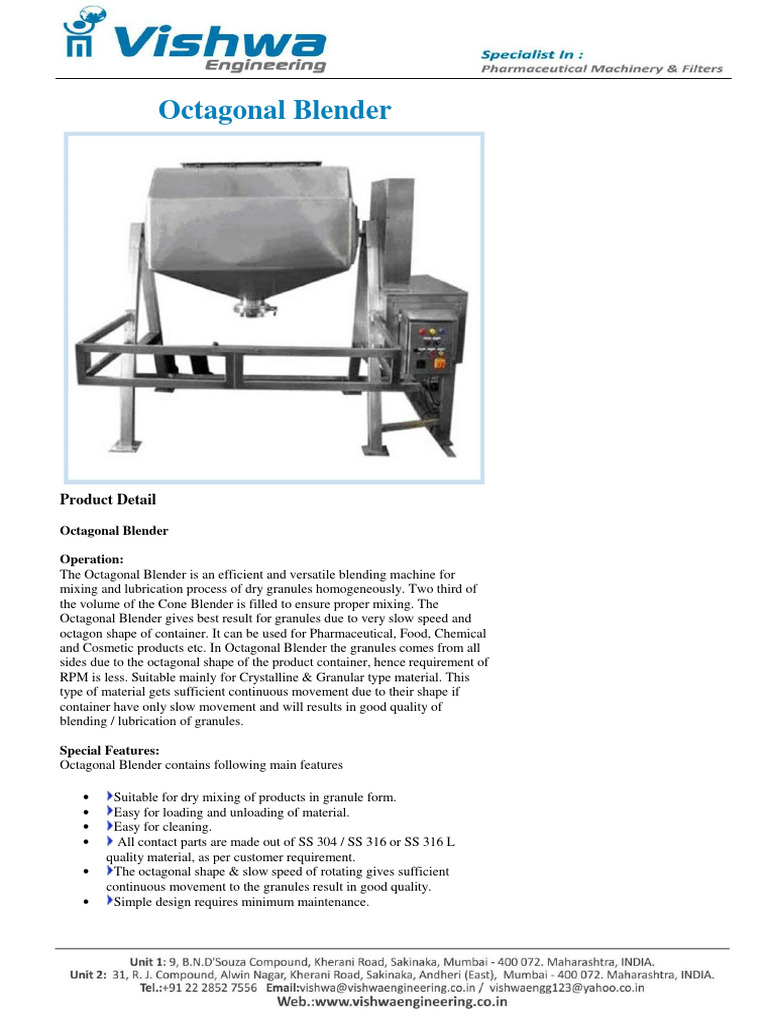 Octagonal Blender Catalogue. | PDF | Blender | Mechanical Engineering