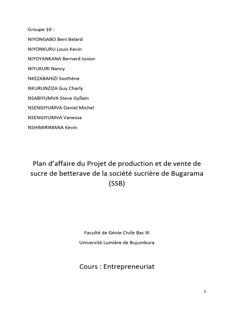 Projet de production de sucre de betterave | PDF | Sucre | Régime et ...