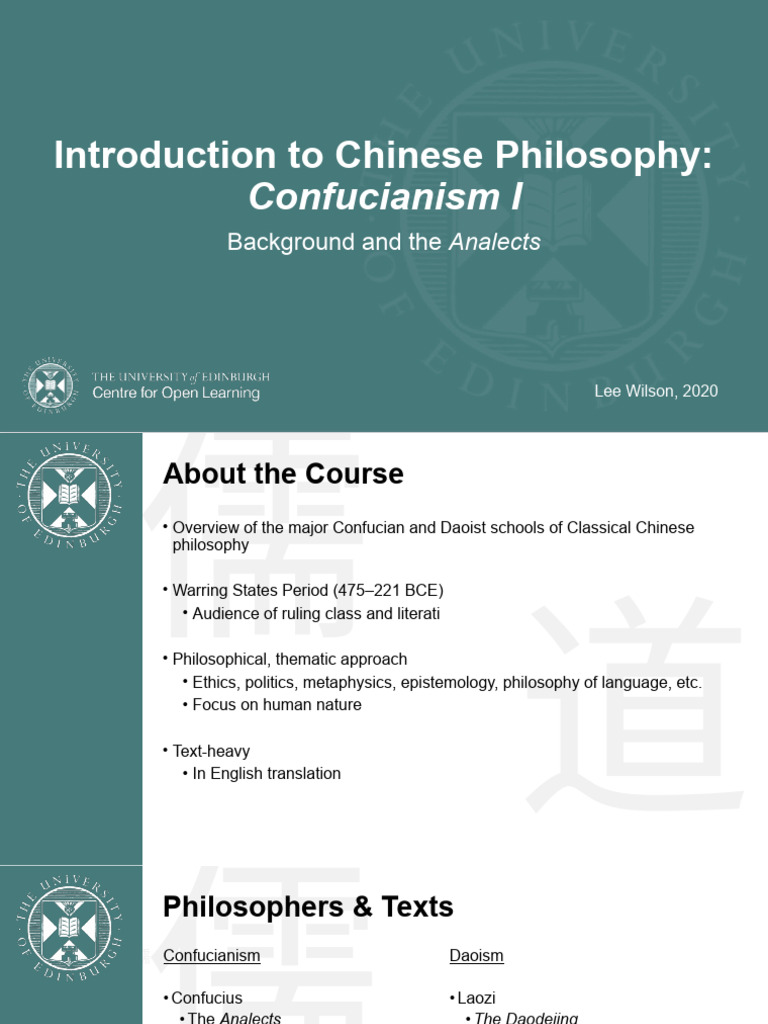 OER Intro To Chinese Philo Confucianism I | PDF | Analects | Confucianism