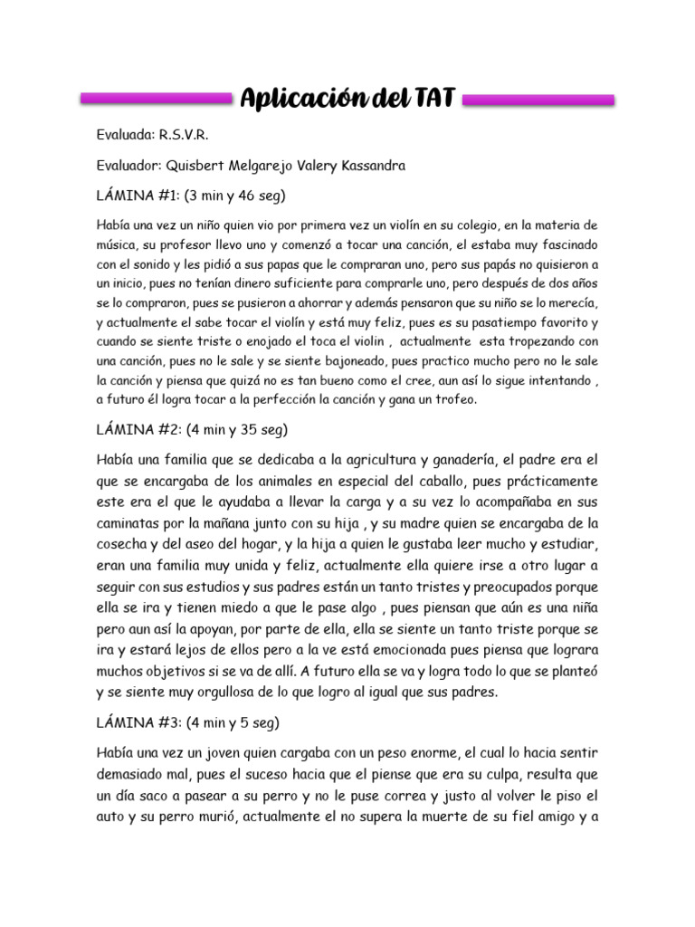 Aplicación Del TAT - 5 Laminas | PDF