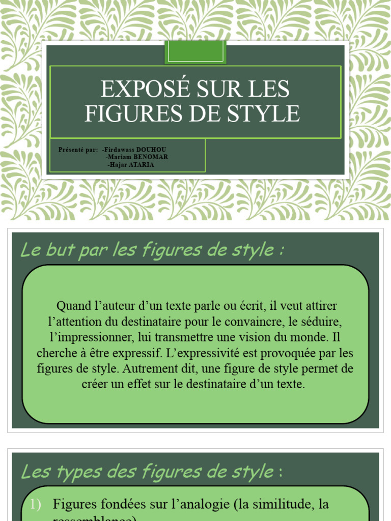 Exposé sur les figures de Style | PDF | Métaphore | Techniques de ...