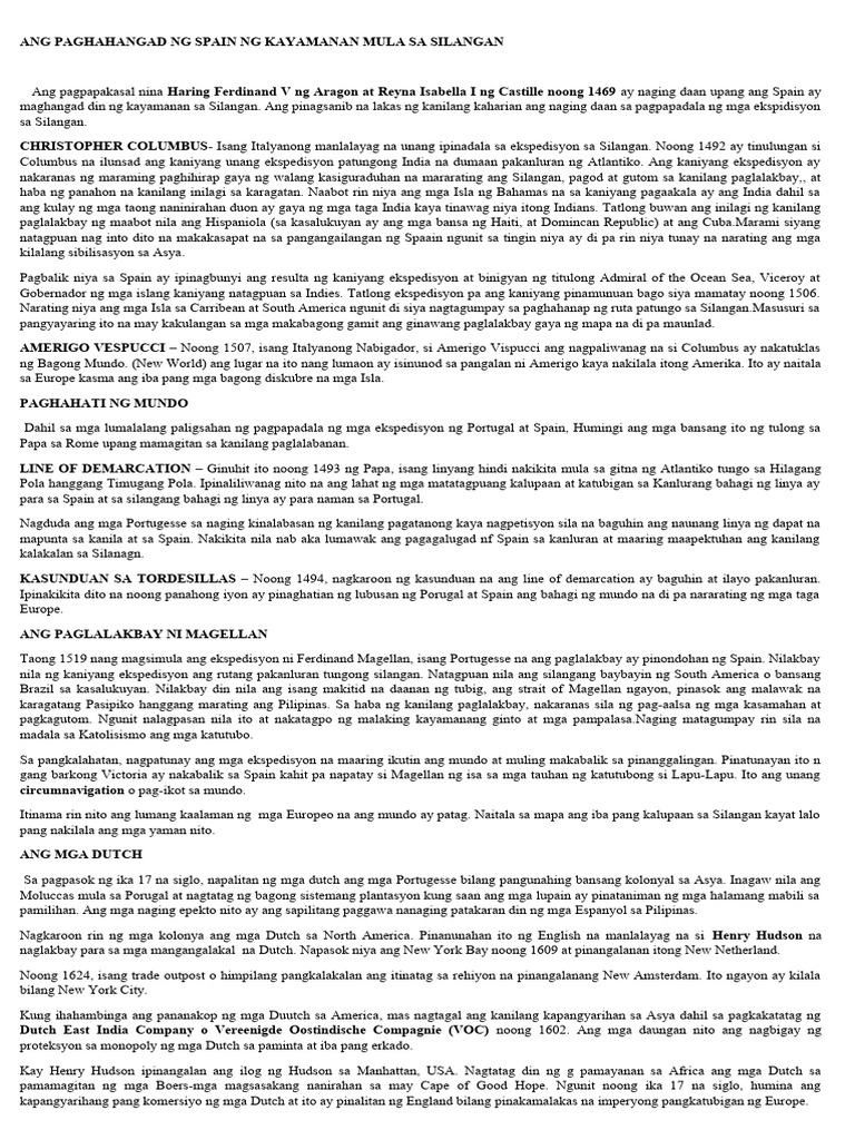 Ang Paghahangad NG Spain NG Kayamanan Mula Sa Silangan | PDF
